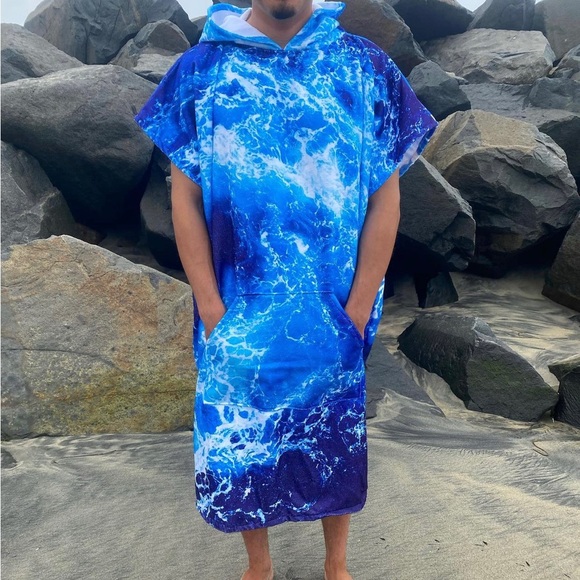 Bath | Unisex Towel Robe Poncho Bathrobe Hooded Robe Quick Dry Surfing ...